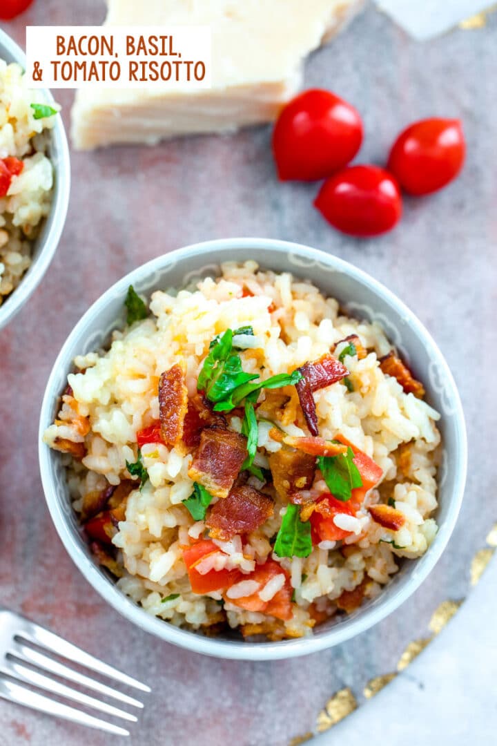 BLT Risotto Recipe {bacon, basil, and tomato) - We are not Mrtha
