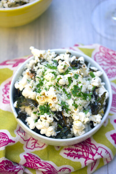 Baked Kale Parmesan Popcorn