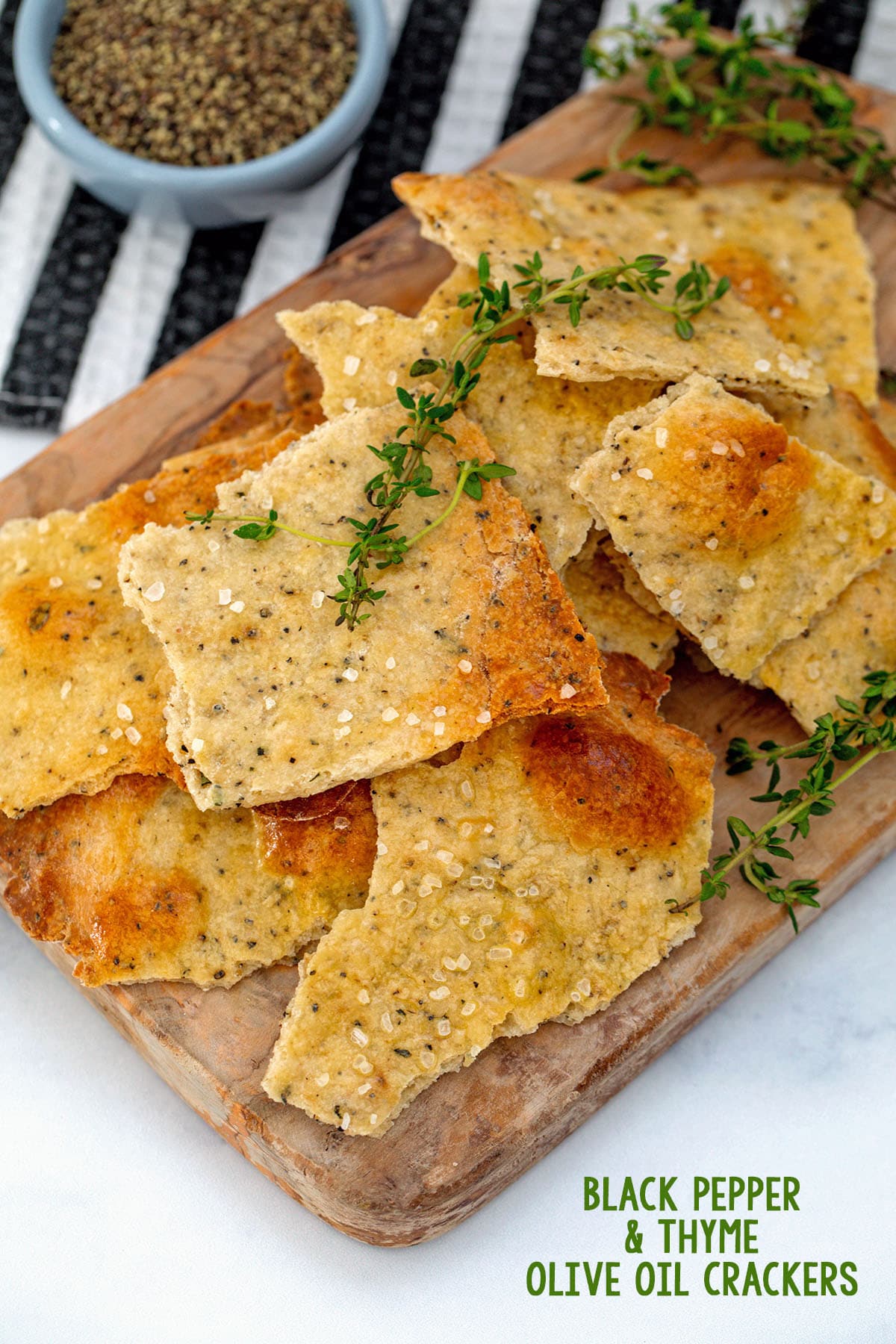 Black Pepper and Thyme Olive Oil Crackers