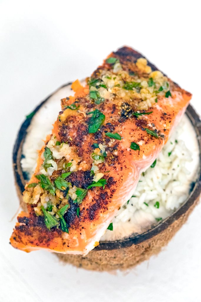 Chili Lime Salmon Over Coconut Rice Recipe | We are not Martha