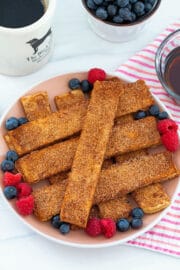Cinnamon Sugar Naan French Toast Sticks | We are not Martha