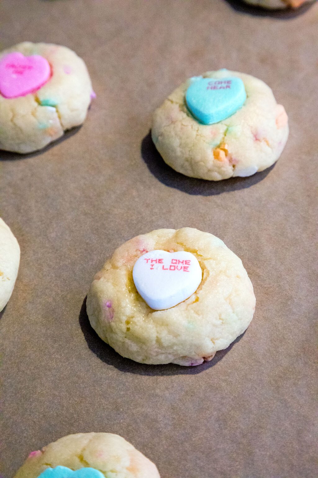 Conversation Heart Cookies with Marshmallow Fluff - We are not Martha