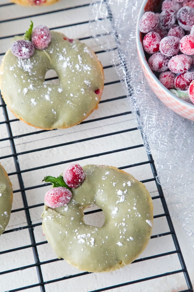 Cranberry Matcha Donuts Holiday Recipe | We are not Martha