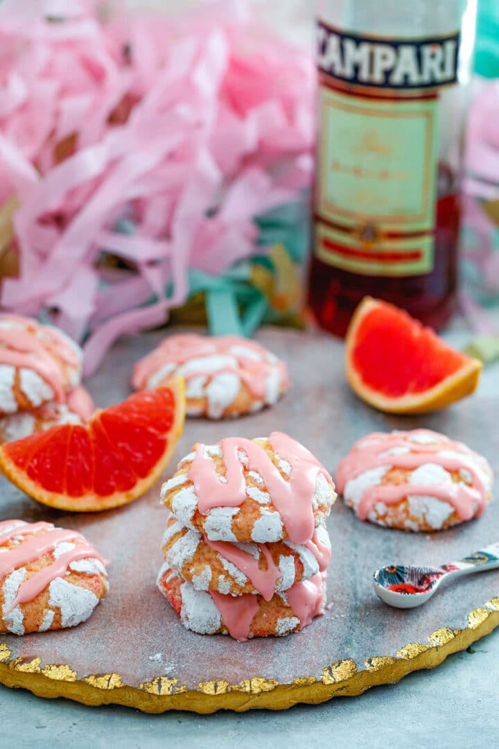 Grapefruit Crinkle Cookies with Campari Icing Recipe | We are not Martha