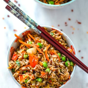 Quick Vegetable Fried Brown Rice Recipe | We are not Martha