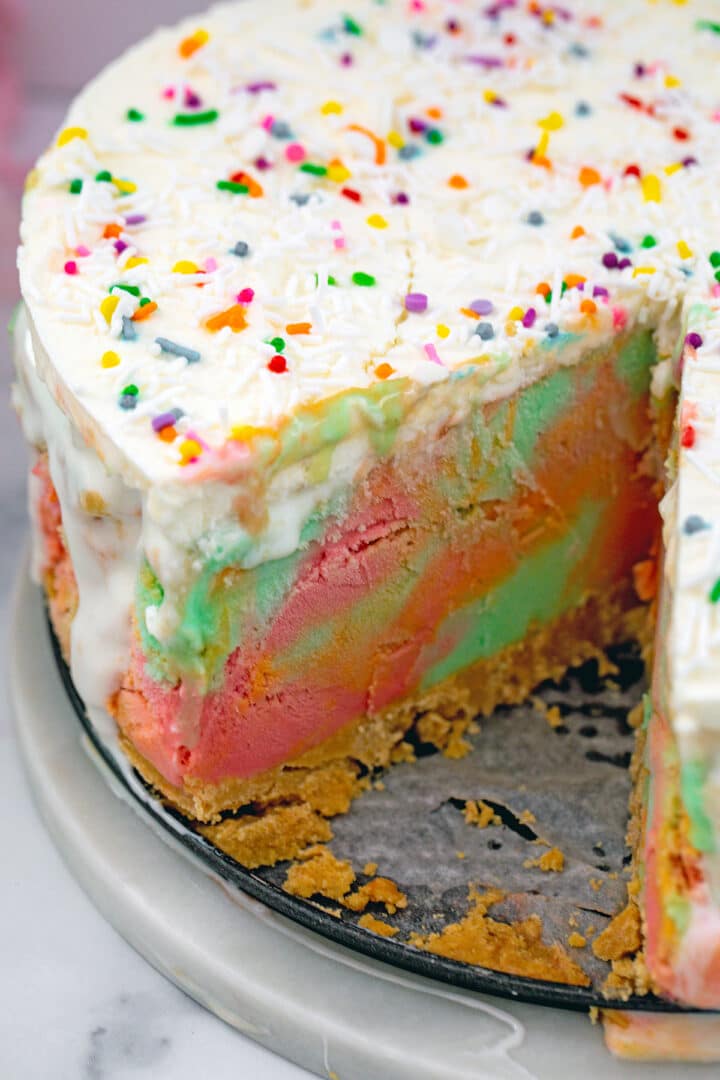 Rainbow Sherbet Cake Recipe | We are not Martha