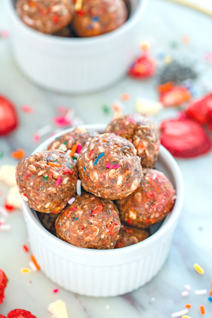 Strawberry Funfetti Energy Bites Recipe - We are not Martha
