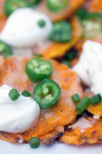 Wavy Sweet Potato Nachos with Whipped Goat Cheese (and a Crisp giveaway!)