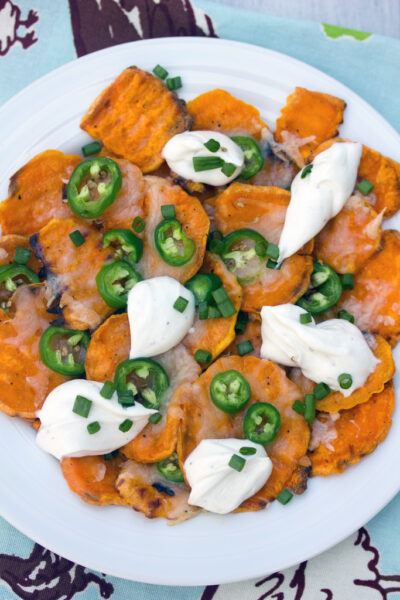 Wavy Sweet Potato Nachos with Whipped Goat Cheese (and a Crisp giveaway!)