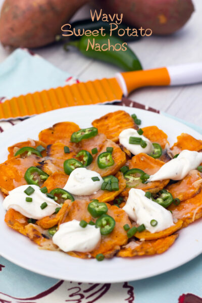 Wavy Sweet Potato Nachos with Whipped Goat Cheese (and a Crisp giveaway!)