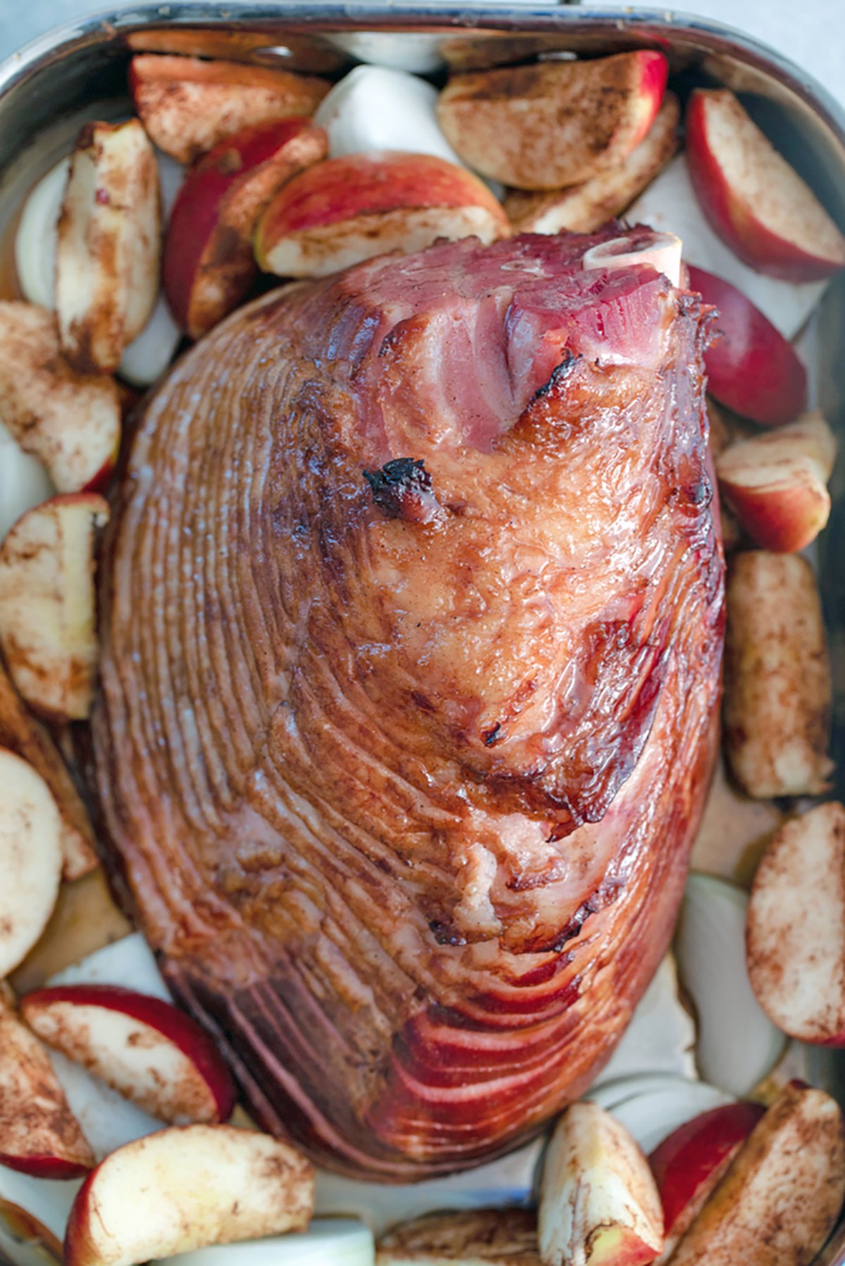 Apple Spice Glazed Ham with Baked Apples Recipe - We are not Martha