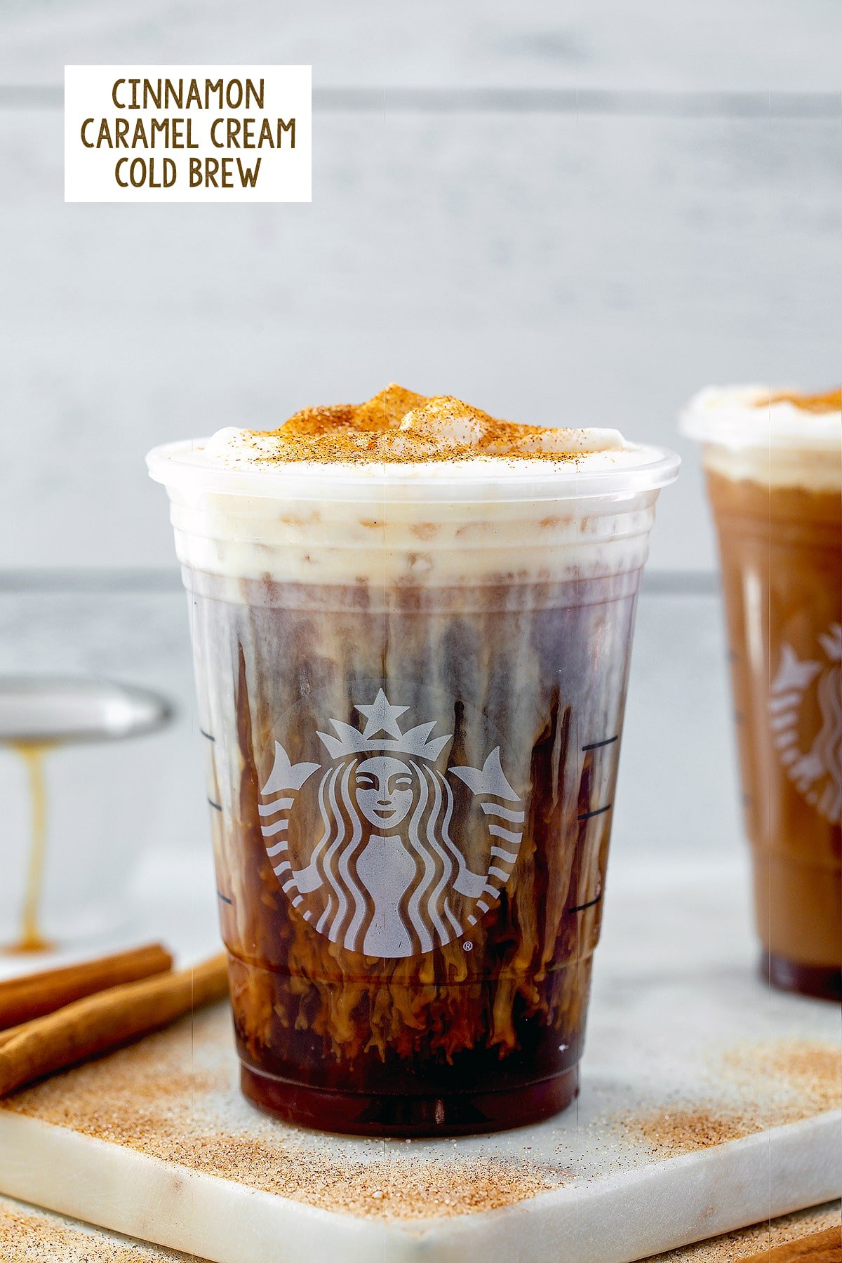 Cinnamon Caramel Cream Cold Brew {Starbucks Recipe} - We are not Martha
