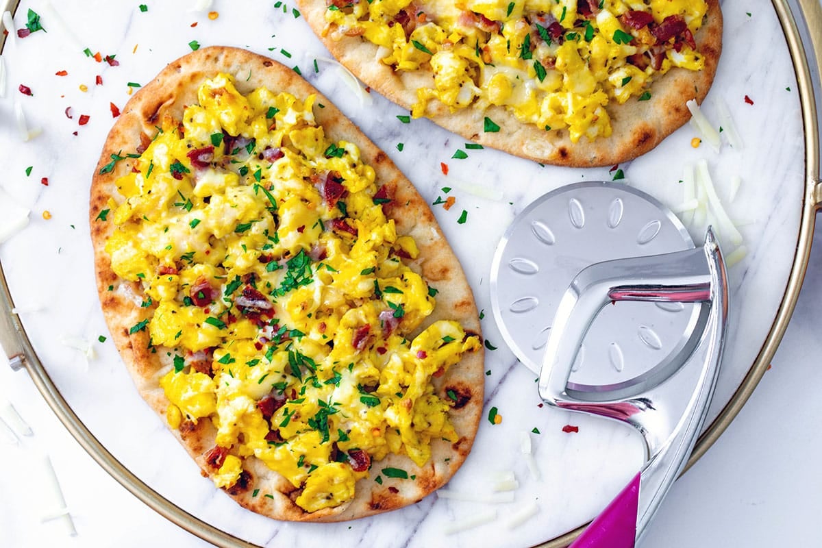 Naan Breakfast Pizza Recipe - We are not Martha