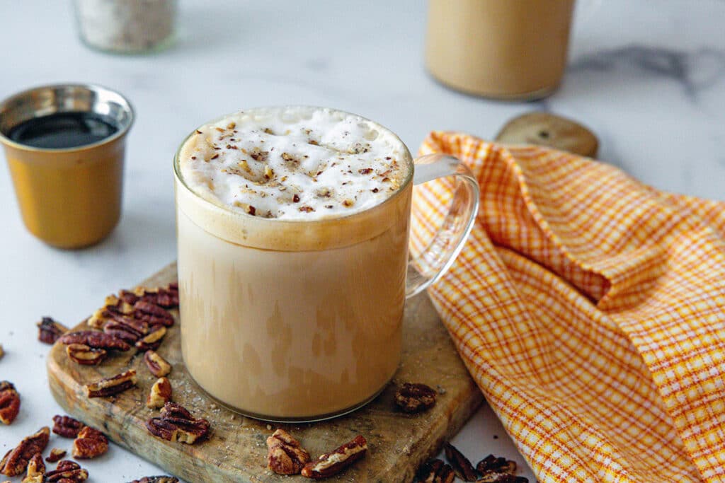 Pecan Crunch Oatmilk Latte {Starbucks Copycat} - We are not Martha