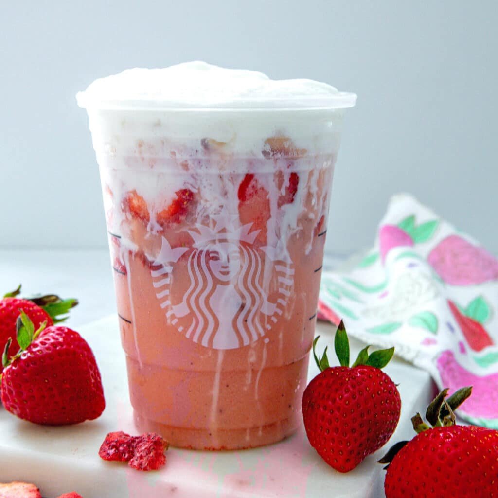 Pink Drink with Cold Foam {Starbucks Copycat} - We are not Martha