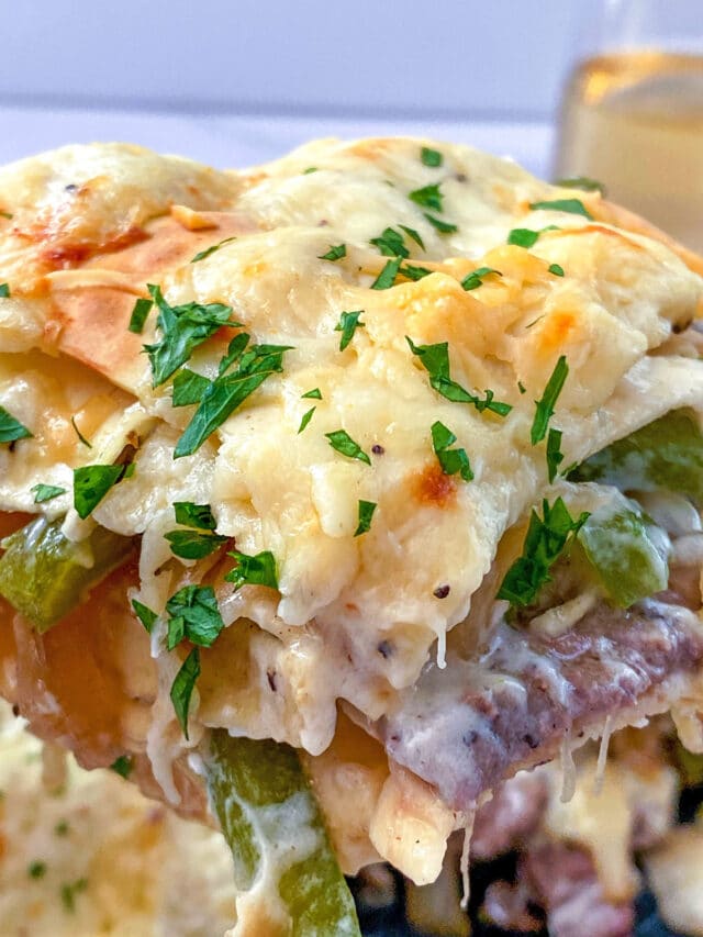 Steak and Cheese Lasagna Recipe - We are not Martha